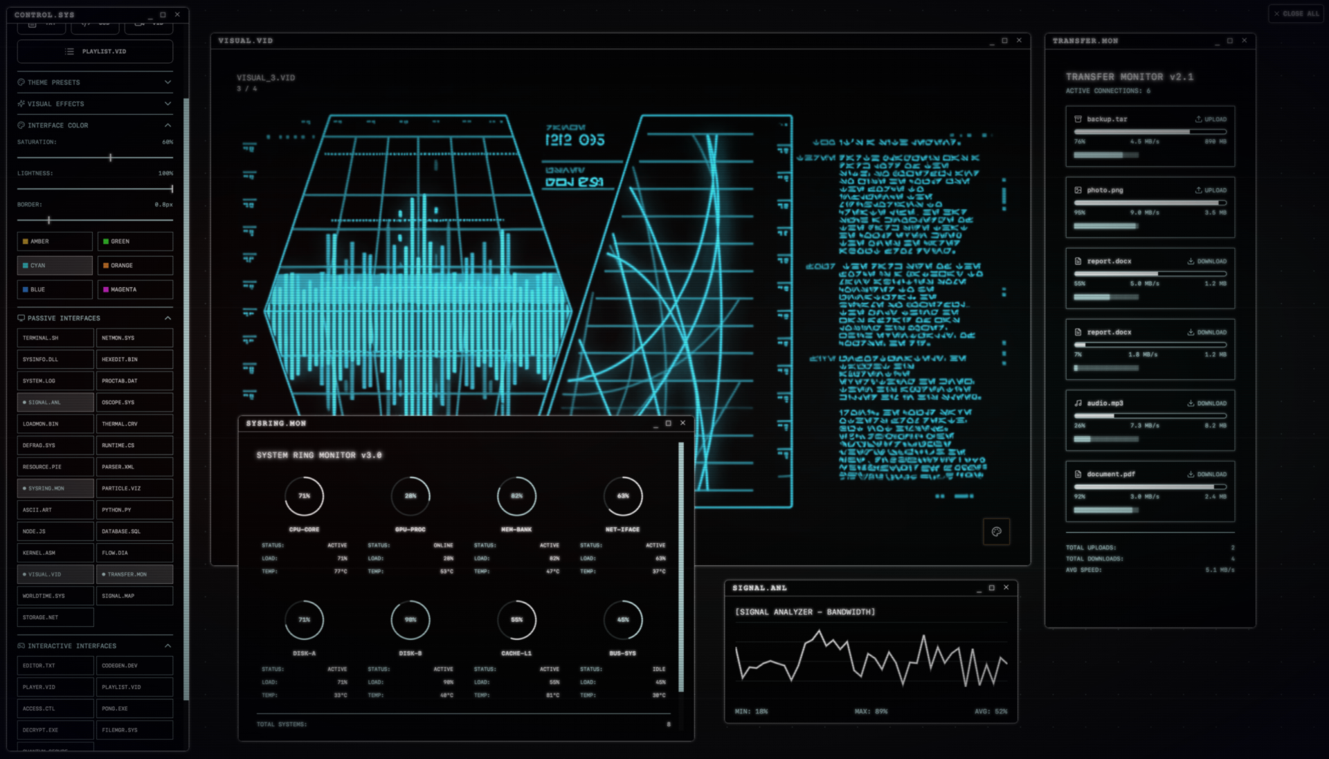 Hollywood UI – Futuristic Hacker Interface Simulator